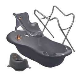 Maltex Babybadewanne PONY Graphit Set 3-tlg + Gestell Grau