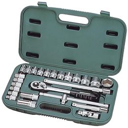 Werkzeug- und Steckschlüsselsatz METAL 25 Teile 1/2(10-32mm) Werkzeug, Werkzeugkoffer, Werkzeugkasten, Werkzeugsatz