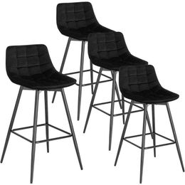 WOLTU - 4er Set Barhocker Barstuhl Hocker Tresenhocker Bistrohocker Design Stuhl Samt Metall Schwarz