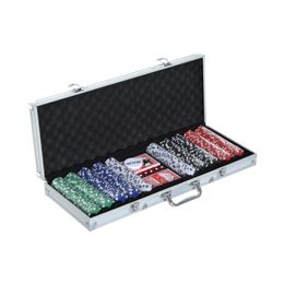 HOMCOM Pokerkoffer inklusive Pokerset silber 55.5 x 22 x 6.5 cm (LxBxH)