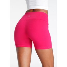 Lascana Shorts 'mit breitem Bündchen' pink Gr. 32/34 für Damen. Mit Logodruck. Nachhaltig.