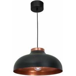 Licht-Erlebnisse Hängelampe in Schwarz Kupfer Metall E27 Modern Wohnzimmer mira - Schwarz, Kupfer