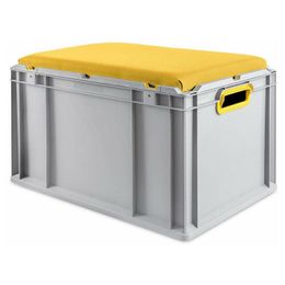 Eurobox NextGen Seat Box Gelb HxBxT 36,5x40x60cm 65 Liter Griffe offen Eurobehälter, Sitzbox, Transportbox, Transportbehälter, Stapelbehälter - Grau