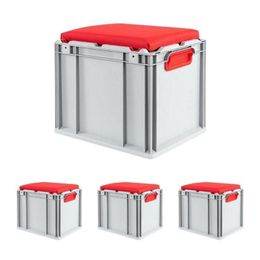 SparSet 4x Eurobox NextGen Seat Box Rot HxBxT 36,5x30x40cm 30 Liter Griffe geschlossen Eurobehälter, Sitzbox, Transportbox, Transportbehälter,