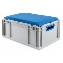 Eurobox NextGen Seat Box Blau HxBxT 26,5x40x60cm 44 Liter Griffe offen Eurobehälter, Sitzbox, Transportbox, Transportbehälter, Stapelbehälter - Blau