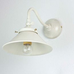 Licht-Erlebnisse - Wandlampe Weiß Echt-Messing verstellbar E27 Wandleuchte Wohnzimmer Küche - Elfenbein Weiß in Shabby Chic
