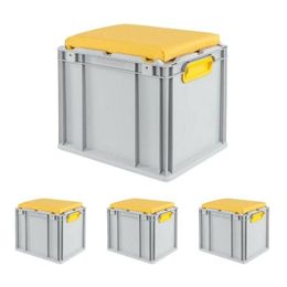 SparSet 4x Eurobox NextGen Seat Box Gelb HxBxT 36,5x30x40cm 30 Liter Griffe geschlossen Eurobehälter, Sitzbox, Transportbox, Transportbehälter,