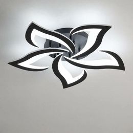AISKDAN LED-Deckenleuchte 48W modern Acryl 5 Köpfe aus Schwalbenblatt schwarz（Weißlicht）