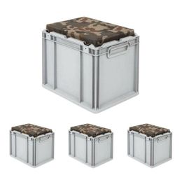 SparSet 4x Eurobox NextGen Seat Box Camouflage HxBxT 36,5x30x40cm 30 Liter Griffe geschlossen Eurobehälter, Sitzbox, Transportbox, Transportbehälter,