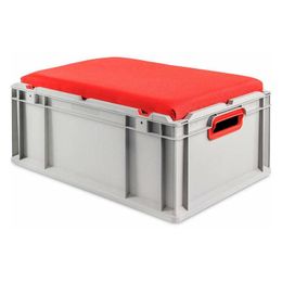 Eurobox NextGen Seat Box Rot HxBxT 26,5x40x60cm 44 Liter Griffe offen Eurobehälter, Sitzbox, Transportbox, Transportbehälter, Stapelbehälter - Grau