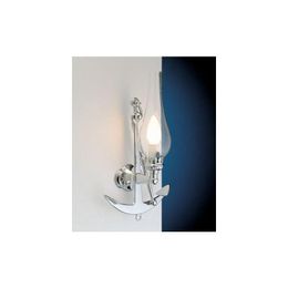 Licht-Erlebnisse Wandlampe Maritim E14 Glas Echt-Messing dekorativ Wandleuchte innen Bad Flur Wohnzimmer - Verchromt, Transparent