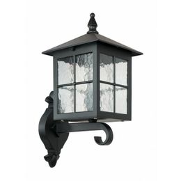 Licht-Erlebnisse Außenwandleuchte IP43 Schwarz E27 Glas Aluguss Rustikal Außenlampe Wand Haus - Schwarz
