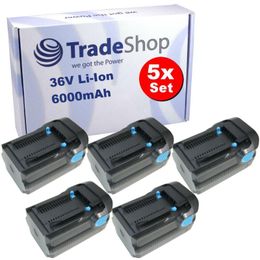 TRADESHOP 5x Trade-shop Premium Li-Ion Akku, 36V / 6000mAh kompatibel mit Hilti ag 125-A36, AG125, B36, B36V, rc 4/36-DAB, sr 30-A36, SR30, te 300-A36, te