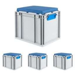 SparSet 4x Eurobox NextGen Seat Box Blau HxBxT 36,5x30x40cm 30 Liter Griffe geschlossen Eurobehälter, Sitzbox, Transportbox, Transportbehälter,