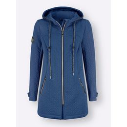 WITT Damen Shirtjacke in strukturierter Qualit&auml;t, kontrastfarbene Details, jeansblau, Gr&ouml;&szlig;e 54