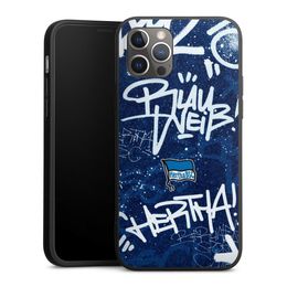 DeinDesign iPhone 12 Pro Handy Premium Silikon H&uuml;lle Handyh&uuml;lle schwarz Case Official Licensed Product Hertha Bsc Graffiti Silikon Premium Case