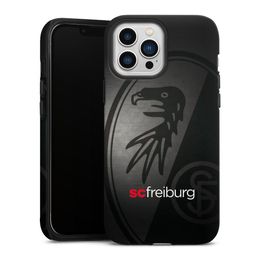 DeinDesign iPhone 13 Pro Max Handy Panzer Handyh&uuml;lle robuste Outdoor H&uuml;lle Schutzh&uuml;lle matt Official Licensed Product Sc Freiburg Metallic Look Tough Case