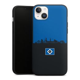 DeinDesign iPhone 14 Handy Premium Silikon H&uuml;lle Handyh&uuml;lle schwarz Case Hsv Skyline Hamburg Silikon Premium Case