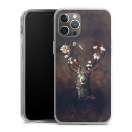 DeinDesign iPhone 12 Pro Max Handy Silikon H&uuml;lle Case transparent Handyh&uuml;lle Reindeer Flowers Rehe Silikon Case