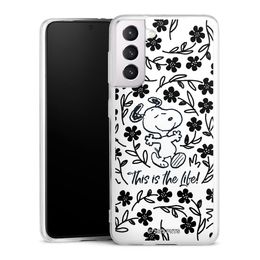 DeinDesign Galaxy S21 5G Handy Silikon H&uuml;lle Case transparent Handyh&uuml;lle Peanuts Flowers Snoopy Silikon Case