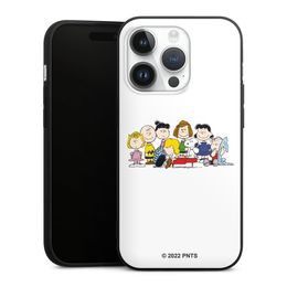 DeinDesign iPhone 14 Pro Handy Premium Silikon H&uuml;lle Handyh&uuml;lle schwarz Case Kindheit Peanuts Merchandise Silikon Premium Case