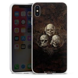 DeinDesign iPhone Xs Max Handy Silikon H&uuml;lle Case transparent Handyh&uuml;lle Gothic Art Skulls Silikon Case