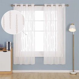 Transparent Gardinen Voile Vorhang, 2er Set,140x180 cm(BreitexHöhe), Rosa - Rosa - Deconovo