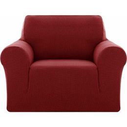 Sofabezug Jacquard Sofaüberwurf Stretch Couchhusse Sesselbezug, 1 Stück,1-Sitzer(80-120cm), Weinrot - Weinrot - Deconovo