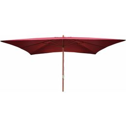 HHG [NEUWERTIG] Sonnenschirm Lissabon, Gartenschirm Marktschirm, 3x4m Polyester/Holz 6kg bordeaux - red