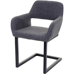 Neuwertig] Esszimmerstuhl HHG 870 ii, Freischwinger Stuhl Küchenstuhl, Retro 50er Jahre Design Stoff, grau - grey