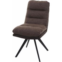 [NEUWERTIG] Esszimmerstuhl HHG-847, Küchenstuhl Stuhl, drehbar Auto-Position Stoff/Textil braun-dunkelbraun - brown