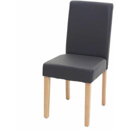 HHG - neuwertig] Esszimmerstuhl Littau, Küchenstuhl Stuhl, Kunstleder grau matt, helle Beine - grey