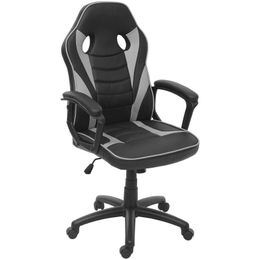 [NEUWERTIG] Bürostuhl HHG-063, Schreibtischstuhl Drehstuhl Racing-Chair Gaming-Chair, Kunstleder schwarz/grau - grey