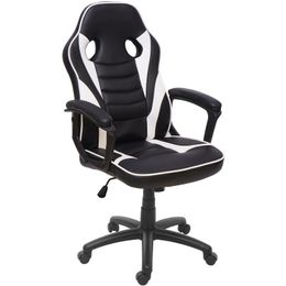 Neuwertig] Bürostuhl HHG 063, Schreibtischstuhl Drehstuhl Racing-Chair Gaming-Chair, Kunstleder schwarz/weiß - black