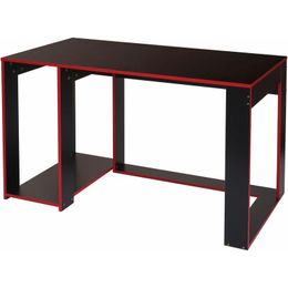 HHG - neuwertig] Schreibtisch 834, Computertisch Bürotisch, 120x60x76cm schwarz-rot - black