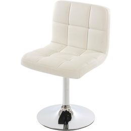 HHG - neuwertig] Esszimmerstuhl Cadiz, Küchenstuhl Stuhl, drehbar Kunstleder weiß, Chromfuß - white