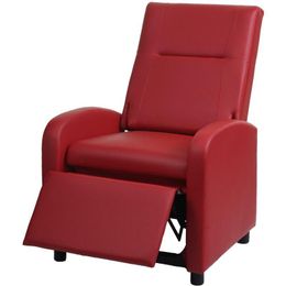 Neuwertig] Fernsehsessel HHG 660, Relaxsessel Liege Sessel, Kunstleder klappbar 99x70x75cm rot - red