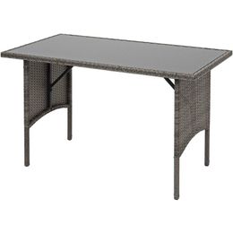 Neuwertig] Poly-Rattan Esstisch HHG 794, Esszimmertisch Gartentisch Tisch, Gastronomie 112x60cm grau - grey