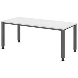 Hammerbacher QS19 höhenverstellbarer Schreibtisch weiß rechteckig, 4-Fuß-Gestell grau 180,0 x 80,0 cm