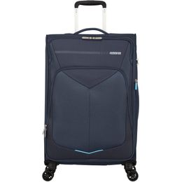 American Tourister® Weichgepäck-Trolley Summerfunk, 67 cm, 4 Rollen, Reisekoffer Aufgabegepäck Trolley TSA-Zahlenschloss Volumenerweiterung, blau