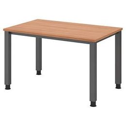 Hammerbacher QS12 höhenverstellbarer Schreibtisch nussbaum rechteckig, 4-Fuß-Gestell grau 120,0 x 80,0 cm