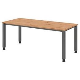 Hammerbacher QS19 höhenverstellbarer Schreibtisch asteiche rechteckig, 4-Fuß-Gestell grau 180,0 x 80,0 cm