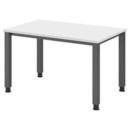 Hammerbacher QS12 höhenverstellbarer Schreibtisch weiß rechteckig, 4-Fuß-Gestell grau 120,0 x 80,0 cm