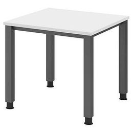 Hammerbacher QS08 höhenverstellbarer Schreibtisch weiß quadratisch, 4-Fuß-Gestell grau 80,0 x 80,0 cm