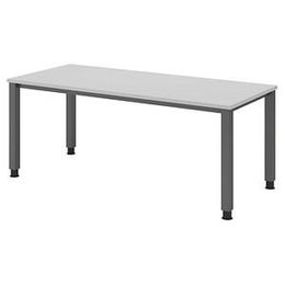 Hammerbacher QS19 höhenverstellbarer Schreibtisch lichtgrau rechteckig, 4-Fuß-Gestell grau 180,0 x 80,0 cm