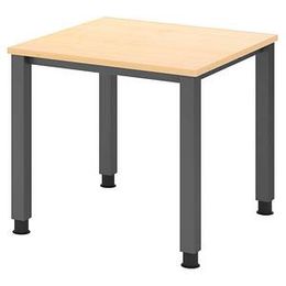 Hammerbacher QS08 höhenverstellbarer Schreibtisch ahorn quadratisch, 4-Fuß-Gestell grau 80,0 x 80,0 cm