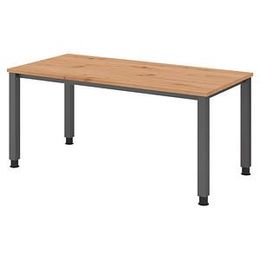 Hammerbacher QS16 höhenverstellbarer Schreibtisch asteiche rechteckig, 4-Fuß-Gestell grau 160,0 x 80,0 cm