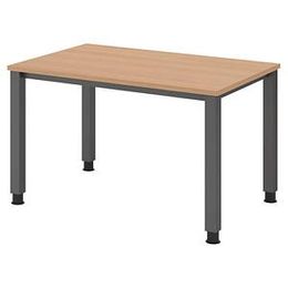 Hammerbacher QS12 höhenverstellbarer Schreibtisch eiche rechteckig, 4-Fuß-Gestell grau 120,0 x 80,0 cm