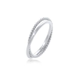 Elli Fingerring Wickelring Klassik Fein Gedreht 925 Silber, silberfarben