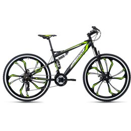KS-Cycling Mountainbike KS CYCLING "Scrawler" Fahrräder Gr. 46 cm, 27,5 Zoll (69,85 cm), schwarz (schwarz, grün) Full Suspension